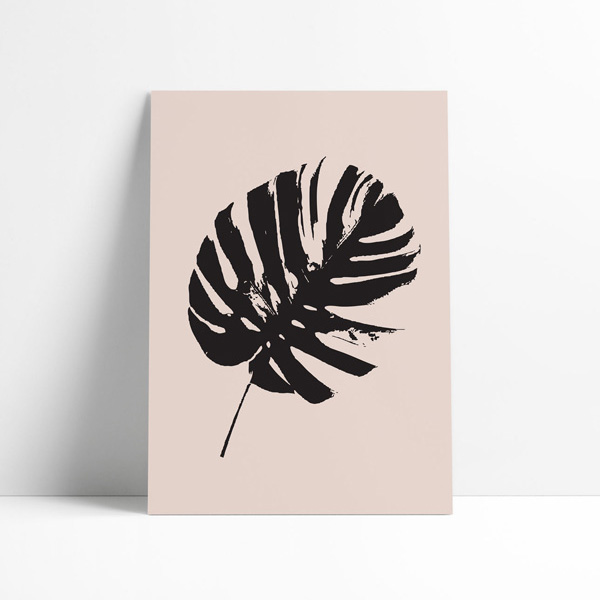 הדפס עלה שחור רקע ורוד - momster מאמסטר